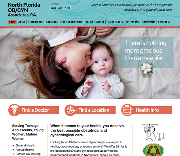 North Florida OB/GYN - Obstetrician and gynecologist website design Jacksonville FL