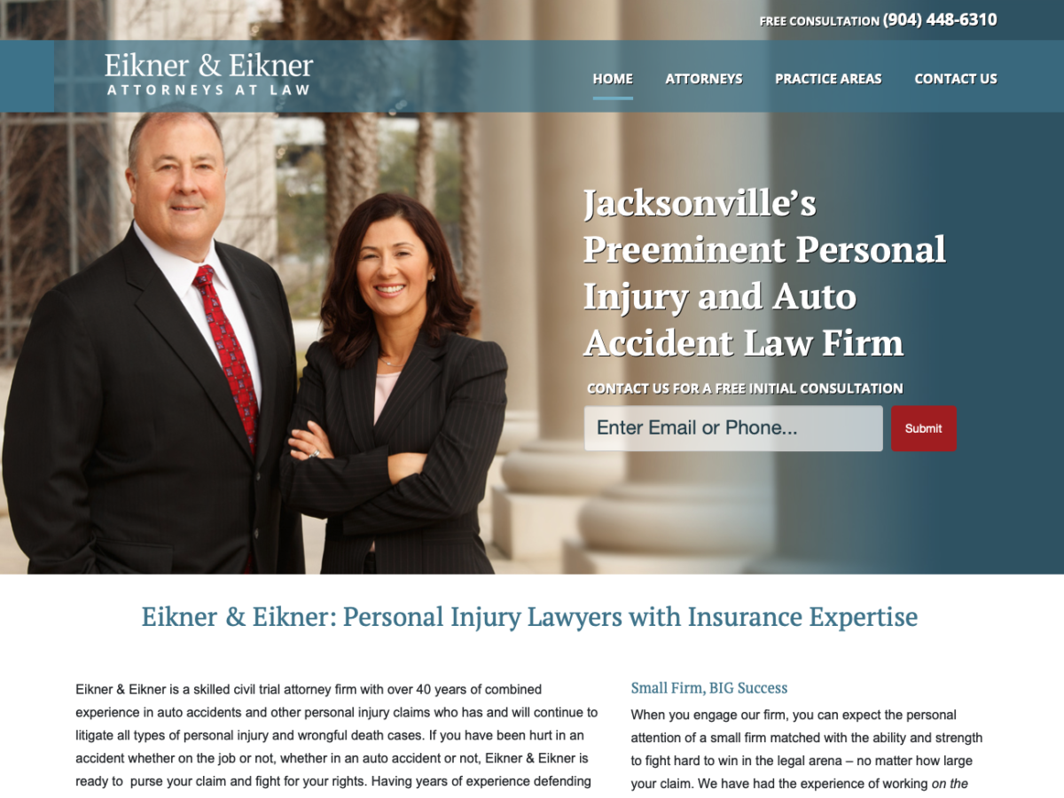 Eikner & Eikner - Law firm website in Jacksonville FL by Fisher Design